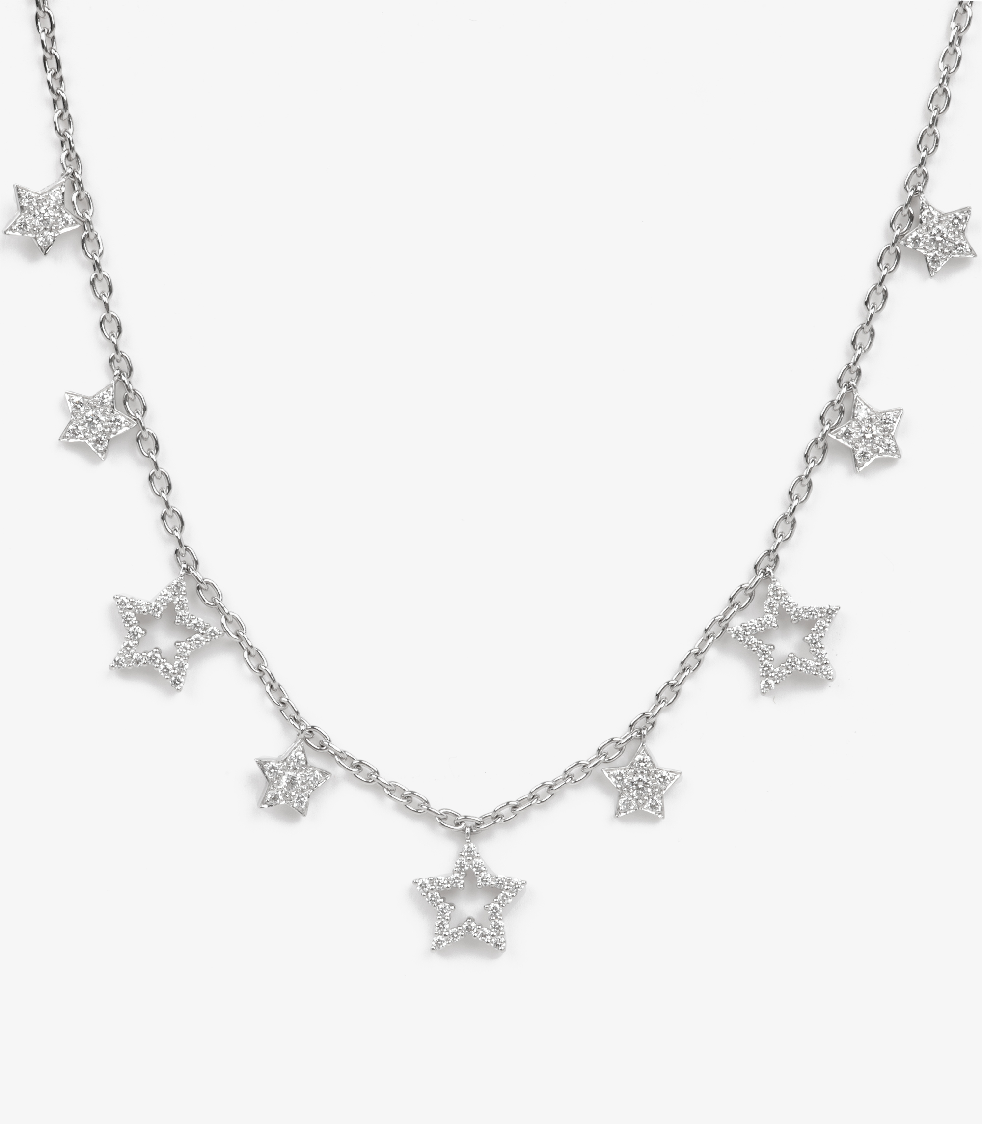 Diamond Set Platinum Stars Necklace